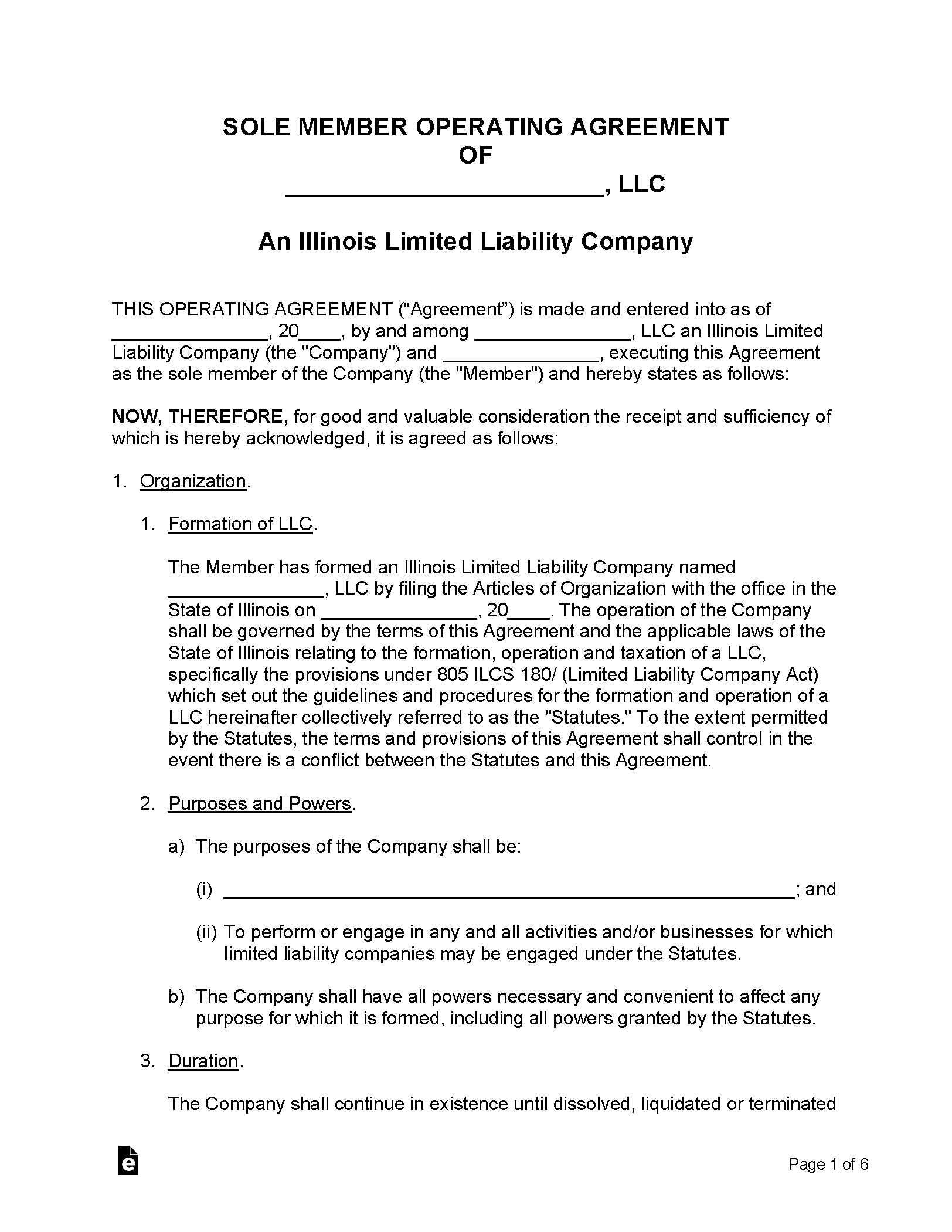 Free Illinois Single Member LLC Operating Agreement Templates (5 ...