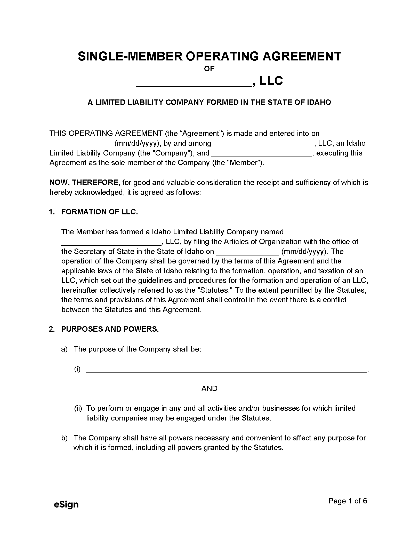 Free Illinois LLC Operating Agreement Templates (2) - Secretary of ...
