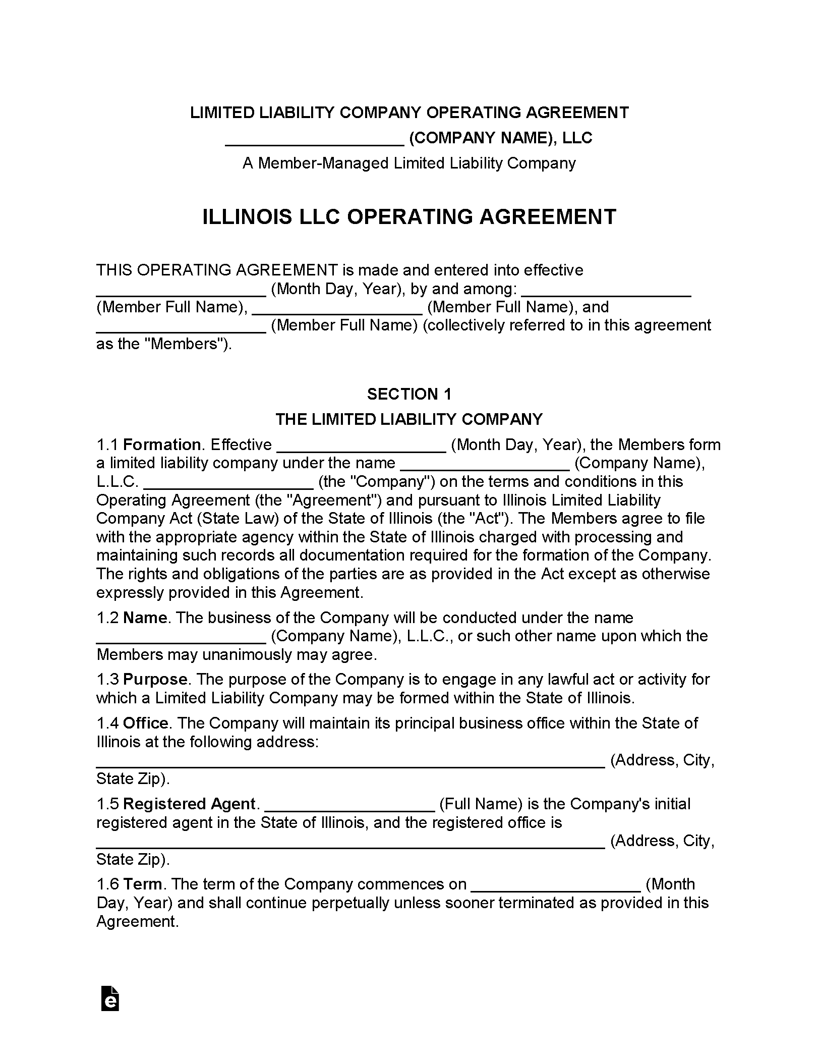 Free Illinois Multi-Member LLC Operating Agreement Templates (5 ...